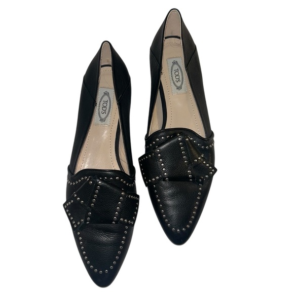 Tod's | Shoes | Tods Studded Knot Ballerina Leather Pointed Toe Ballet ...